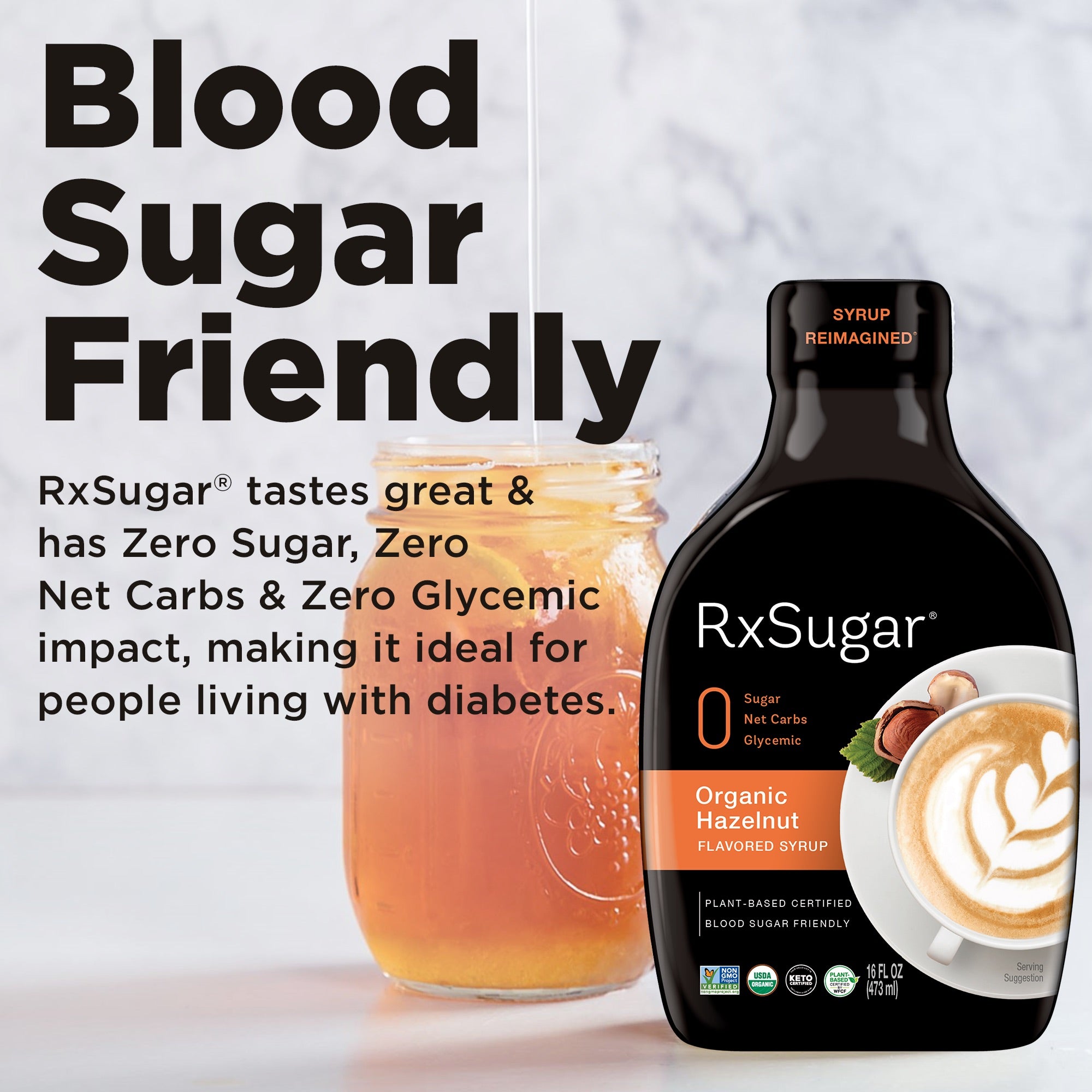 Organic Hazelnut Syrup - Zero Calories - RxSugar®