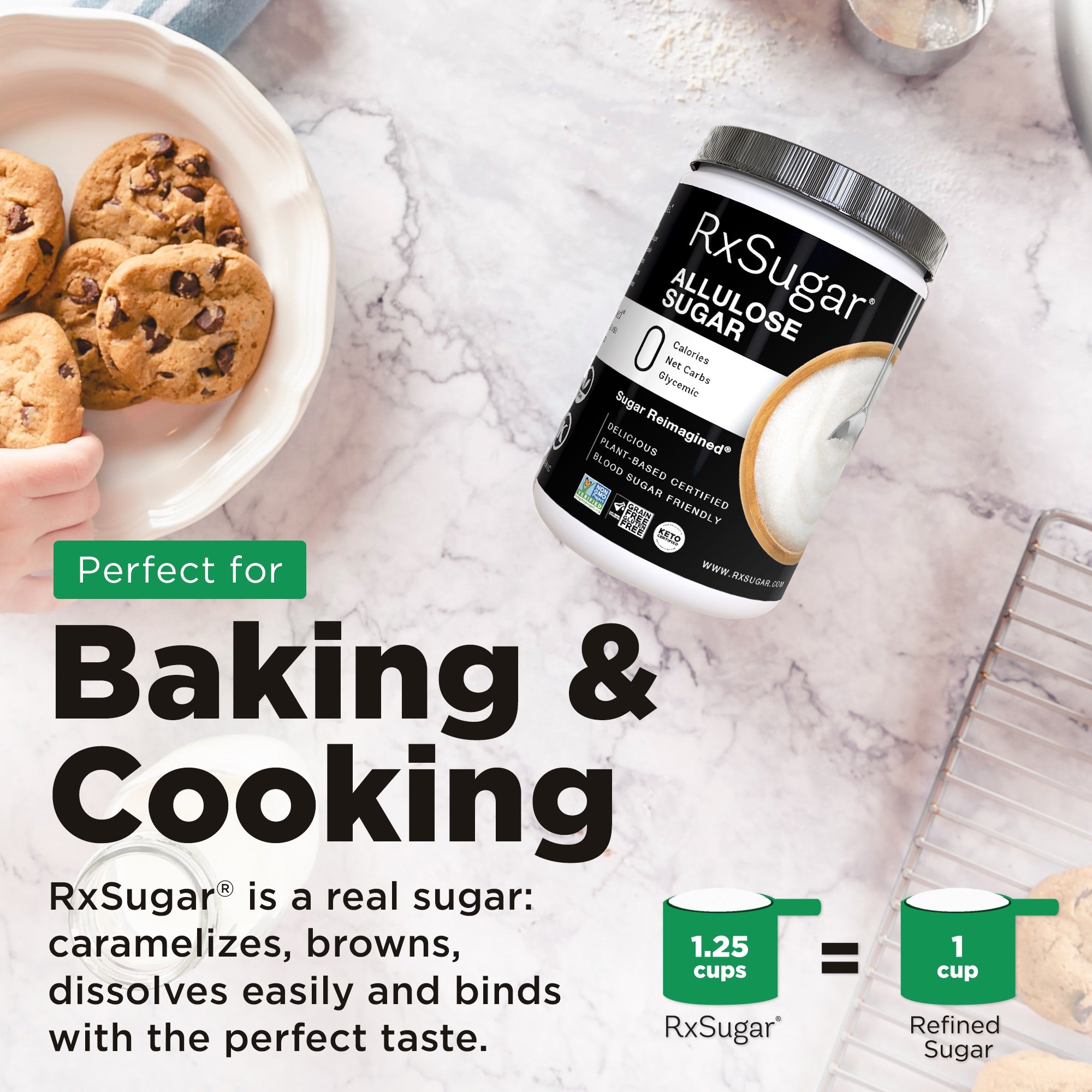 RxSugar 1 lb Keto, Paleo, Natural Sugar, Non-GMO, 0 Calories, 0 ...